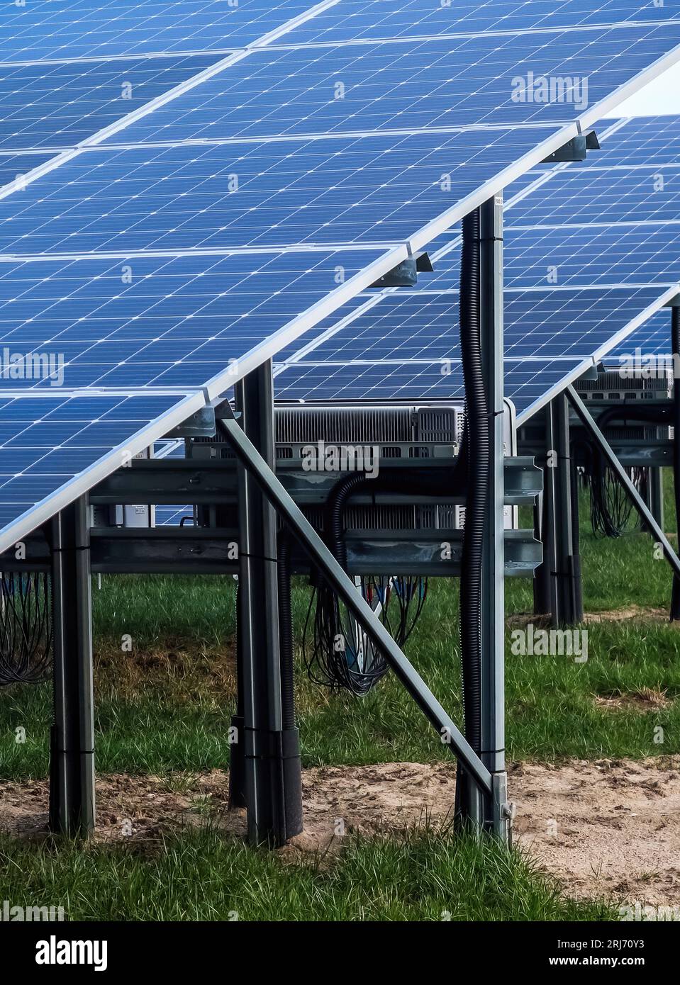 Generating clean energy with solar modules in a big park in northern ...