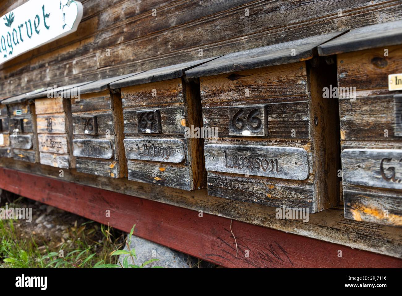Signs and symbols, wooden mailboxes Stock Photo - Alamy