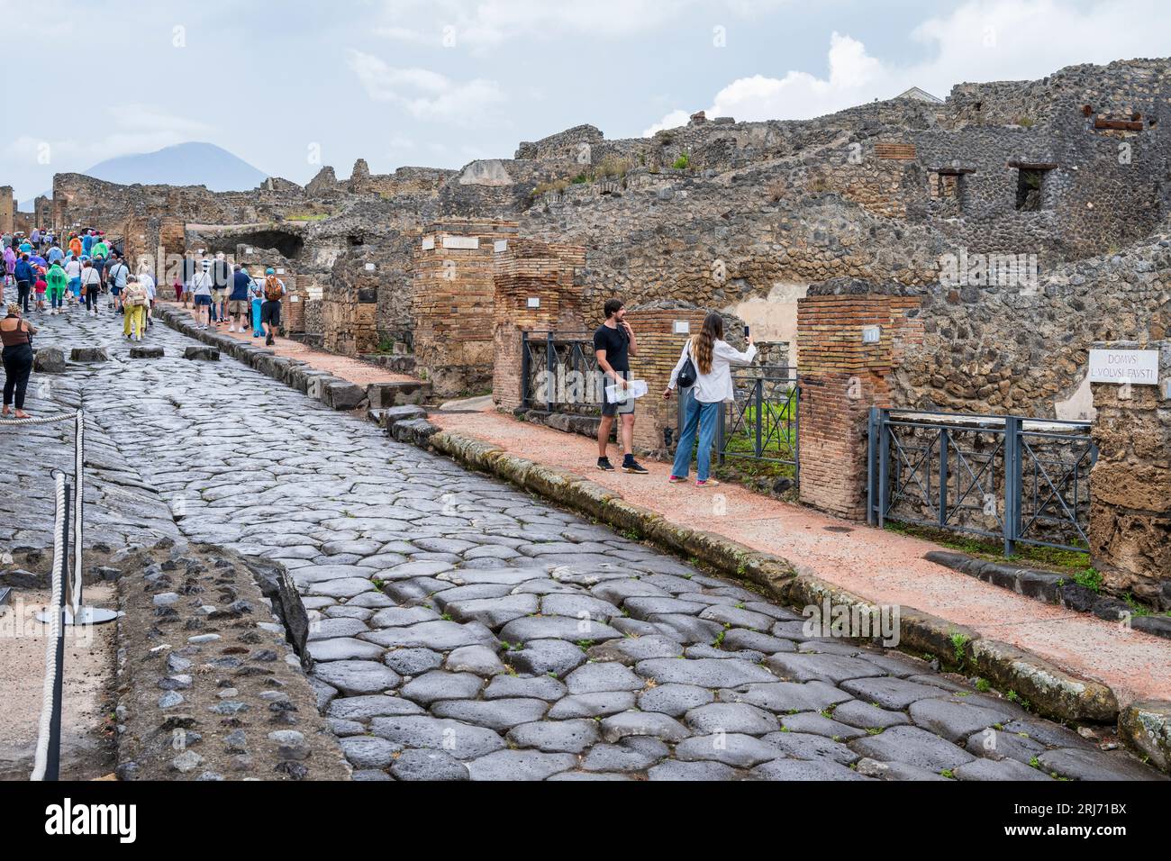 View looking north along Via Stabiana, with Vesuvius in the distance ...