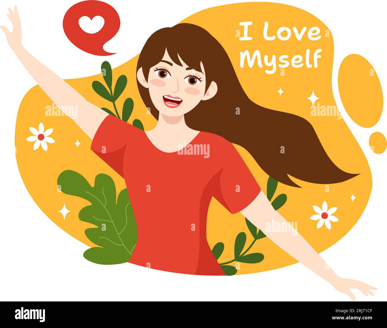 Self Love Vector Illustration with Women Love Yourself, Relaxation ...