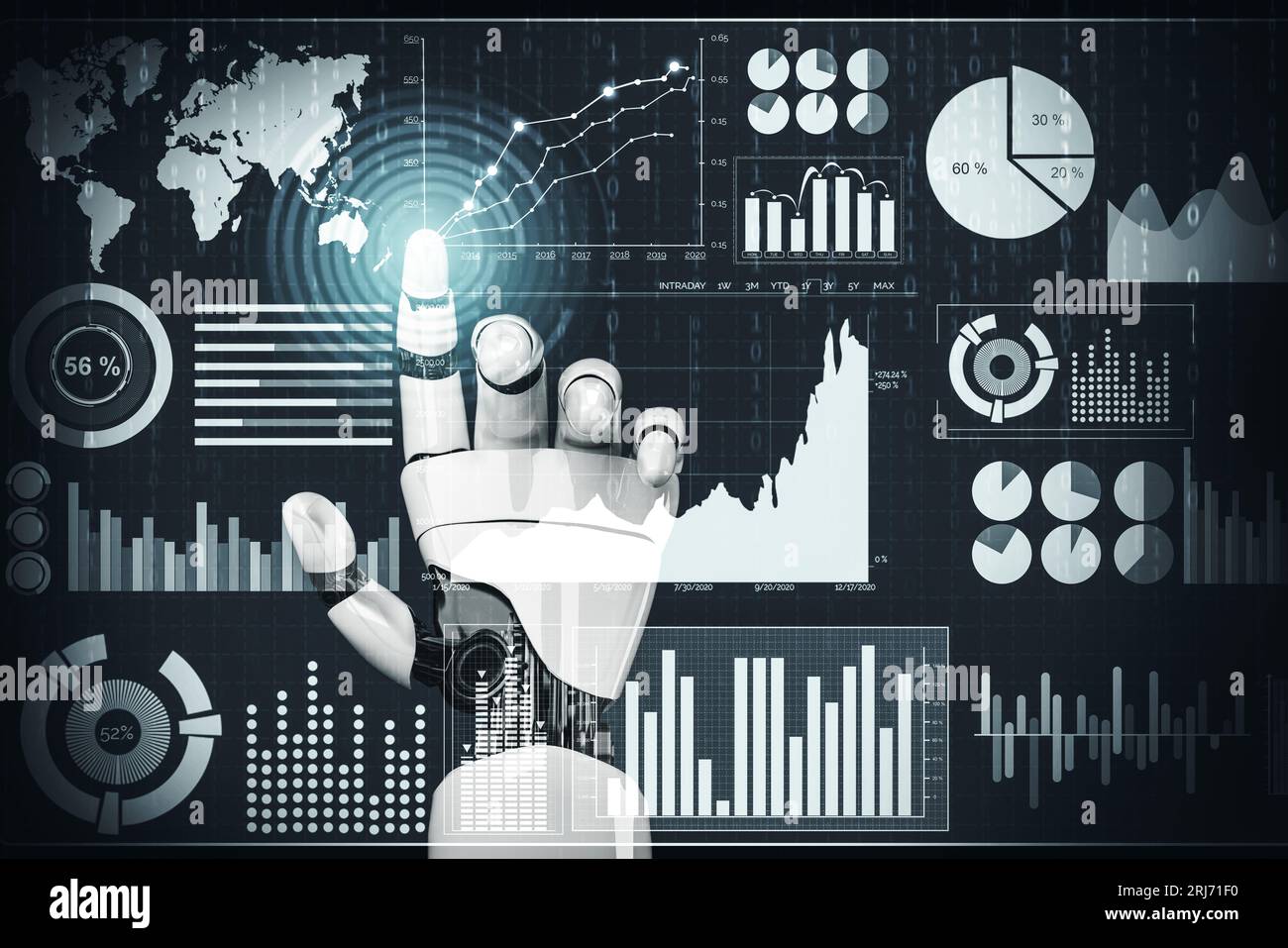 3D Rendering Futuristic robot technology development, artificial intelligence AI, and machine ...