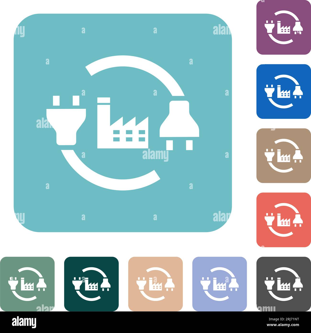 Power plant white flat icons on color rounded square backgrounds Stock Vector Image & Art - Alamy