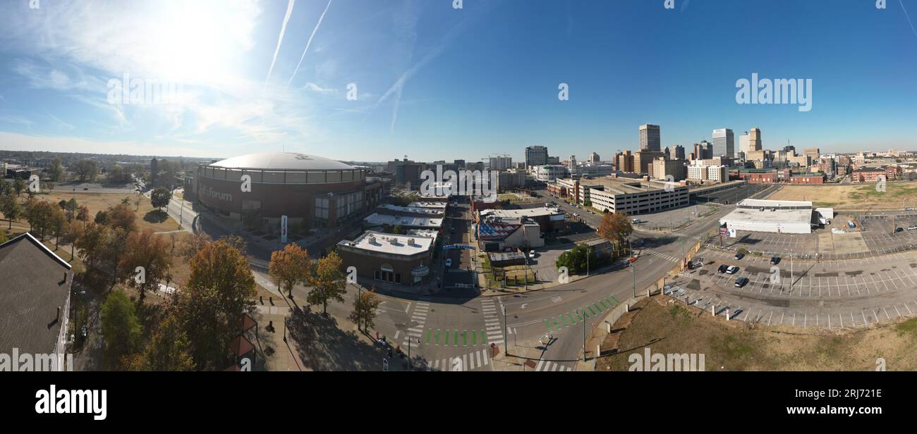 Aerial view of the bustling city skyline, featuring tall skyscrapers ...