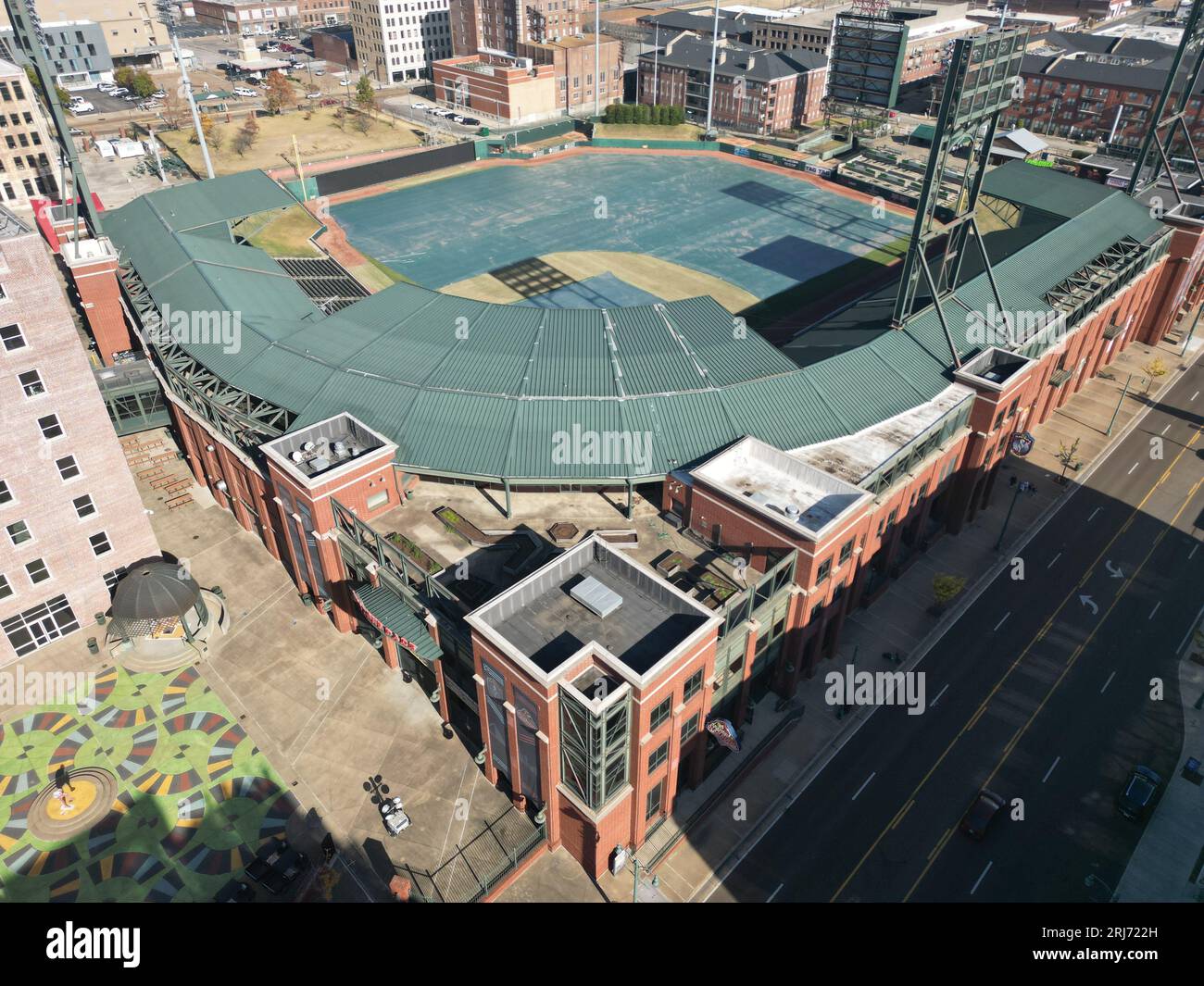 Aerial view of the bustling city skyline, featuring tall skyscrapers ...