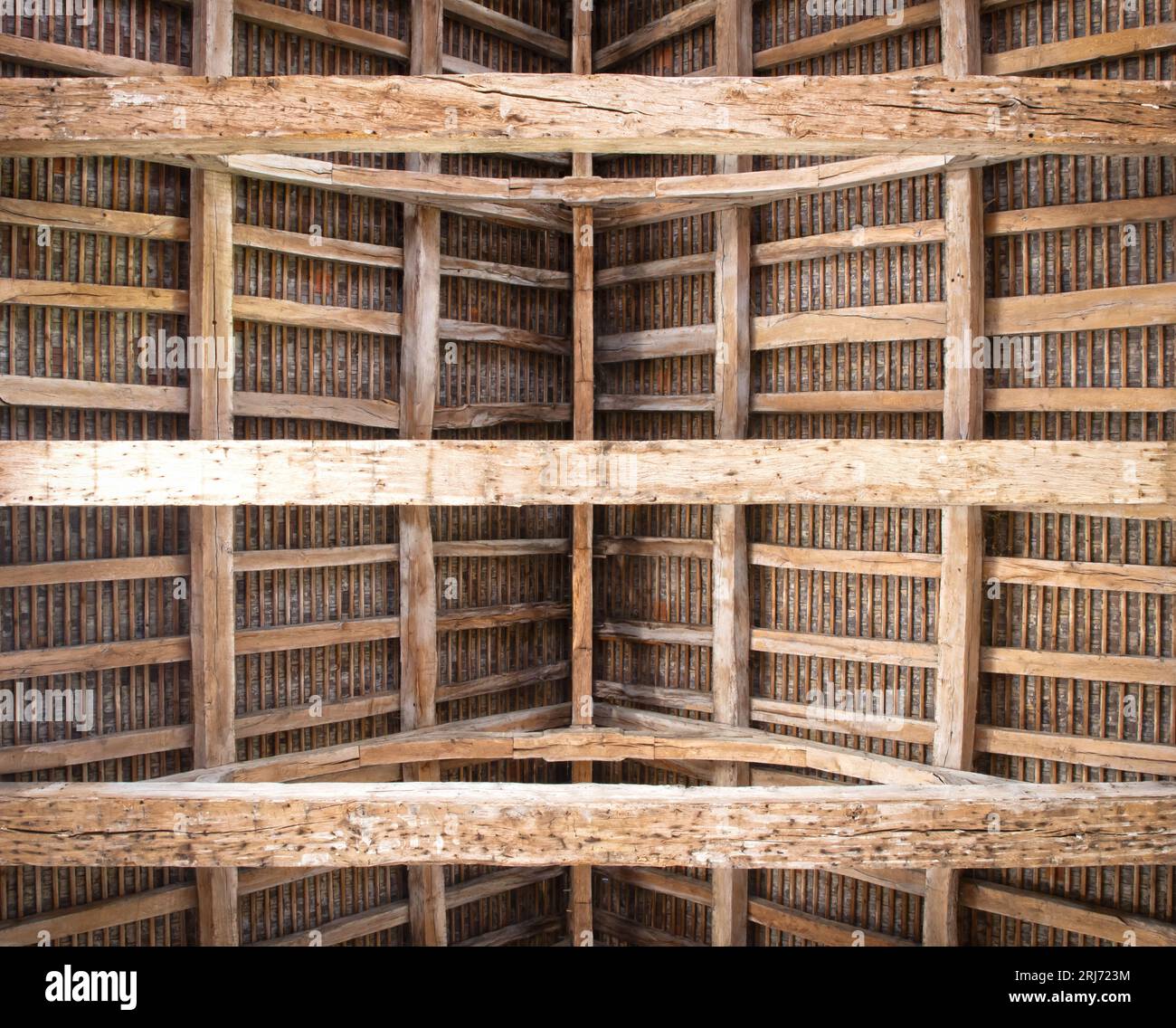 Very old wooden beam structure in an old object Stock Photo - Alamy