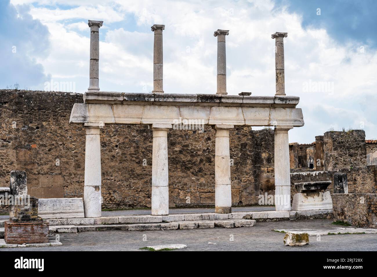 Doric and Corinthian columns of the colonnade in the Roman Forum in the ...