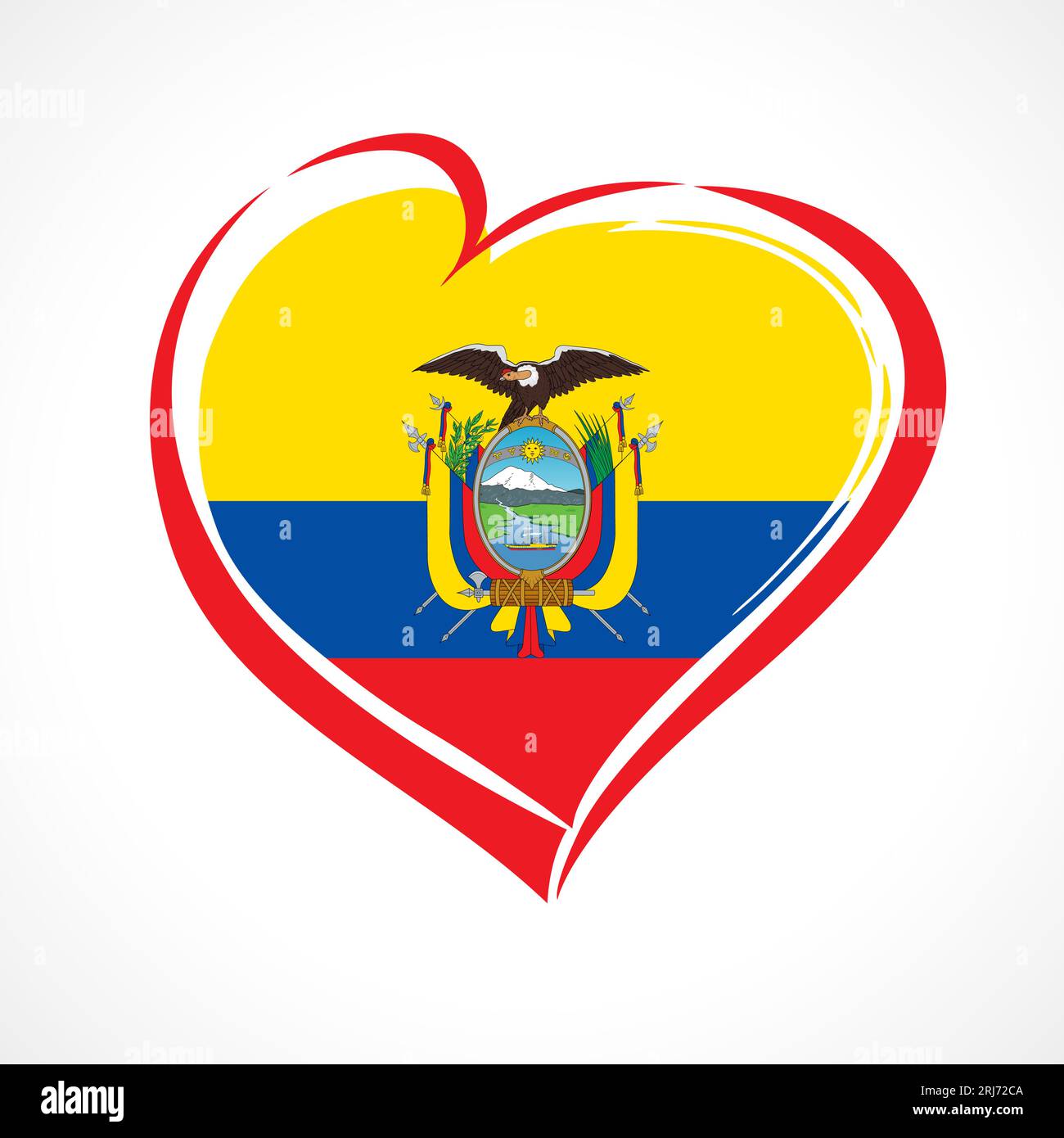 Ecuador flag in heart shape. Creative Ecuadorian logo. T shirt design ...
