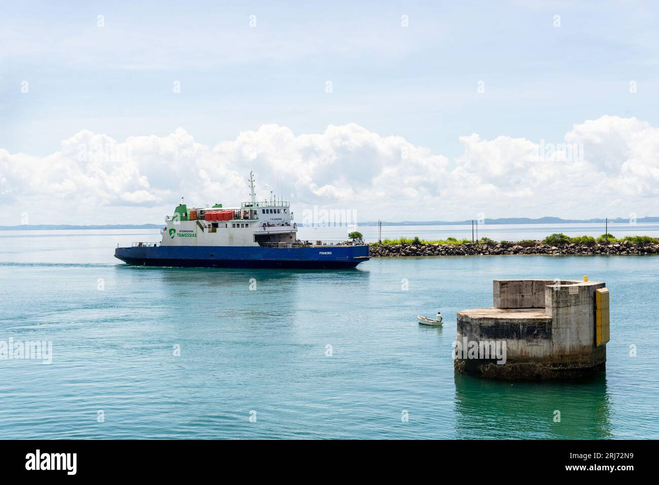 Vera Cruz, Bahia, Brazil - April 11, 2023: Ferry-Boat arriving at the ...