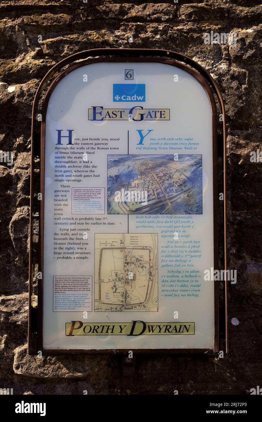 Sign for East Gate, Roman buildings and excavations, Caerwent village ...