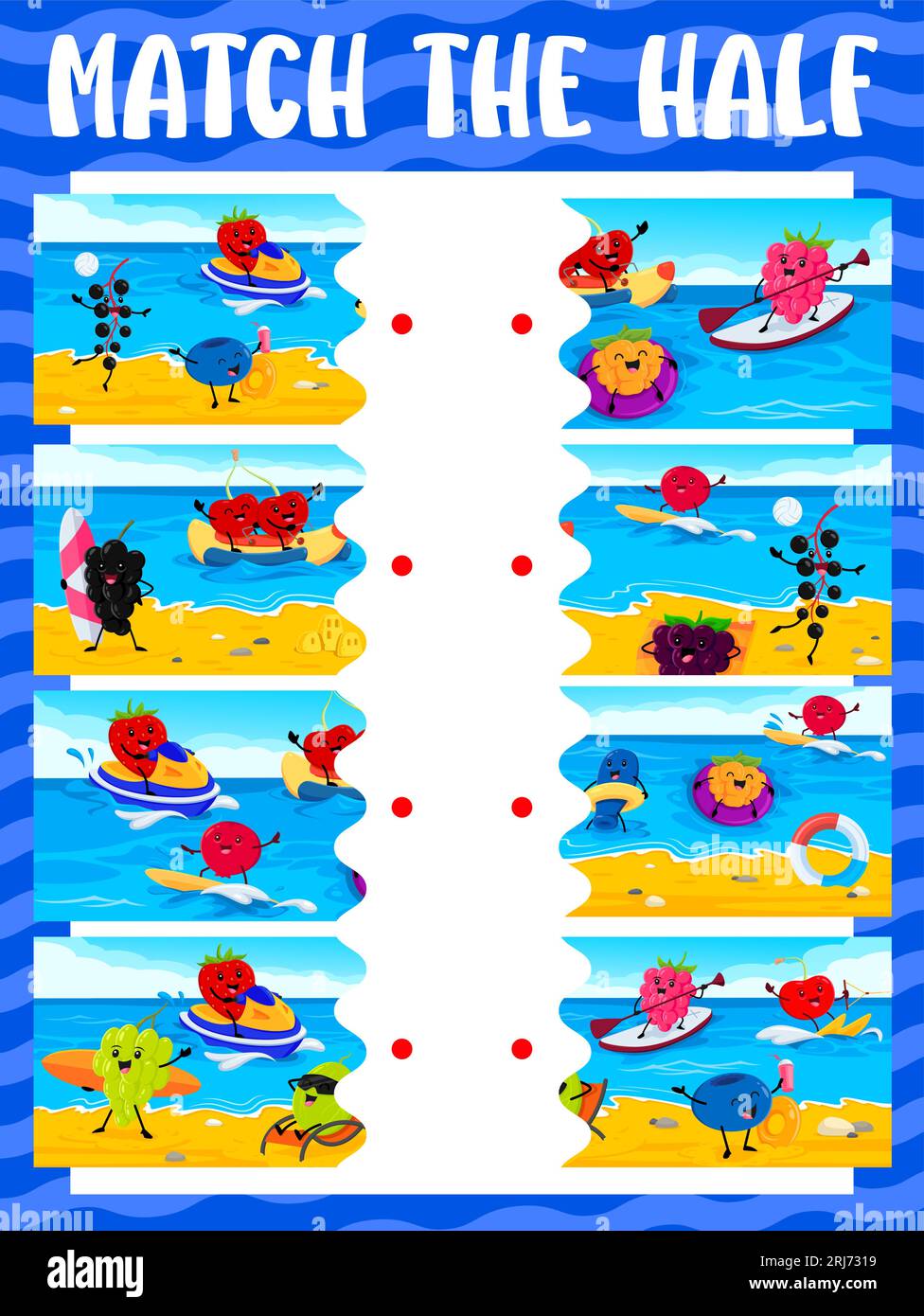 Match the half of cartoon funny berry characters on summer vacation ...