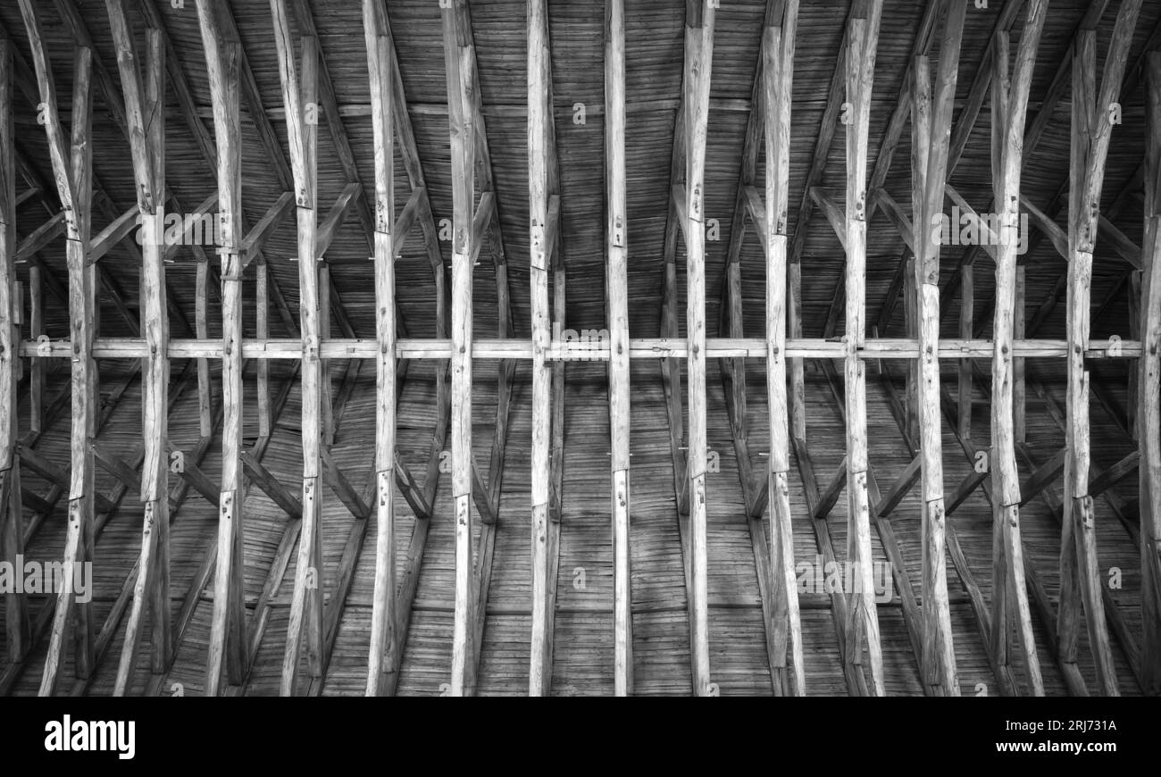 Very old wooden beam structure in an old object Stock Photo - Alamy