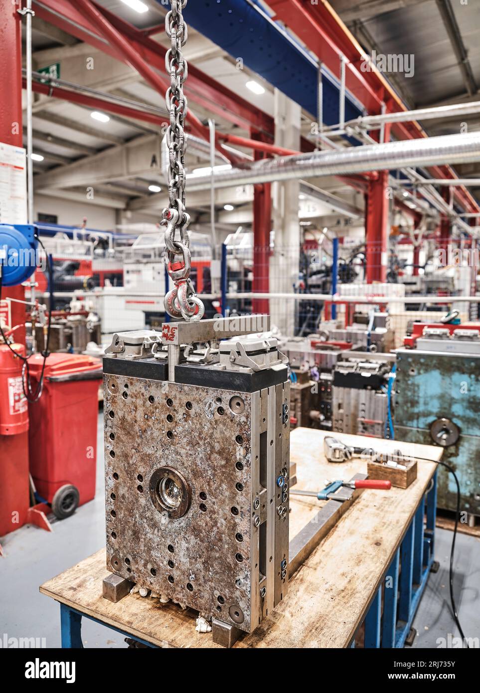 Interior of engine spaces on modern advanced technology vessel ...