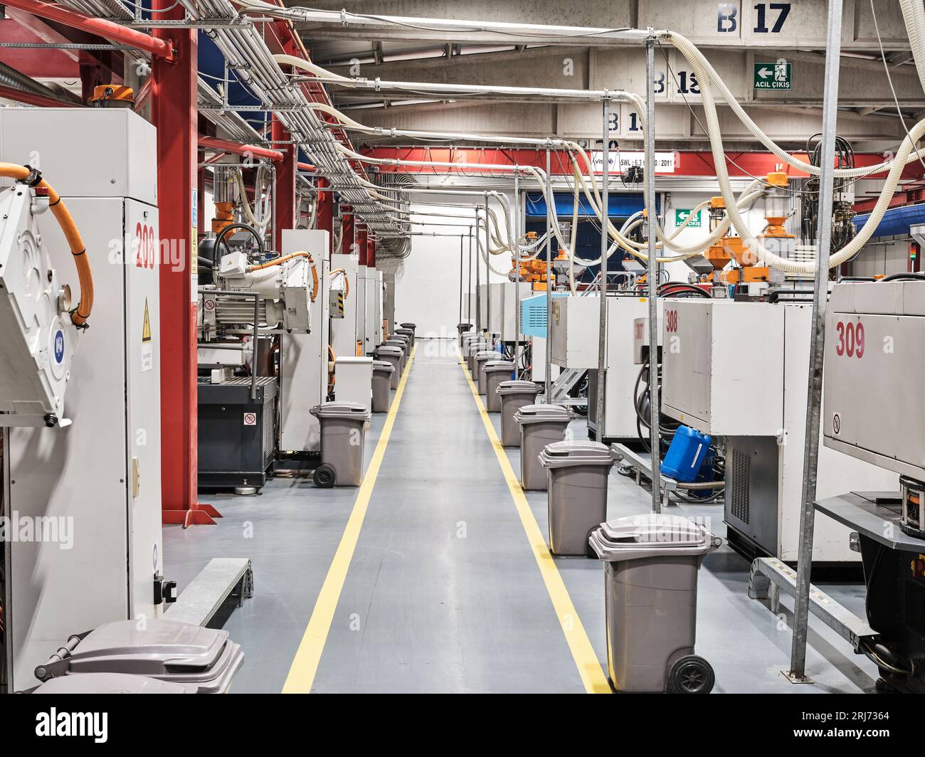 Interior of engine spaces on modern advanced technology vessel ...