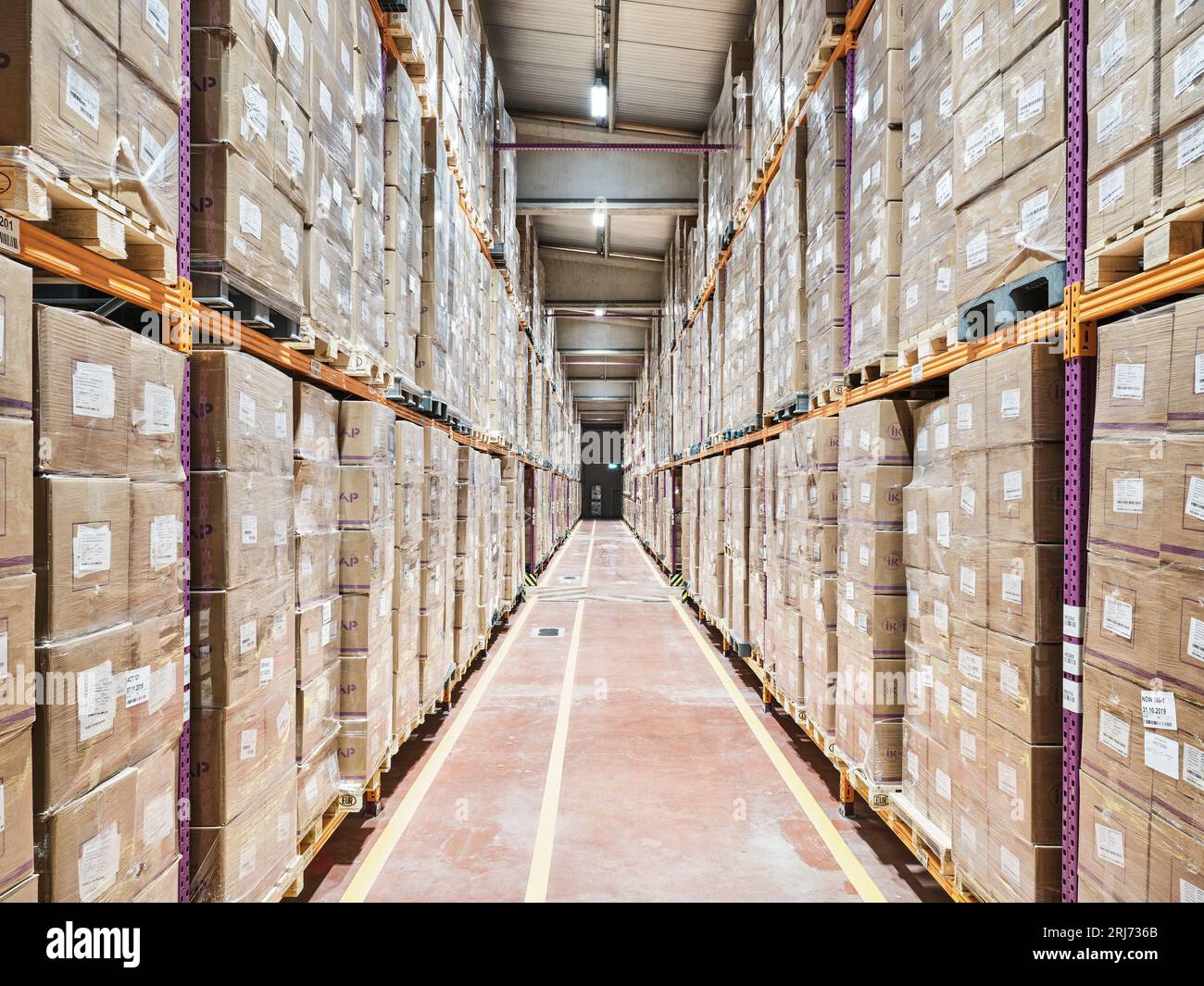 Interior of engine spaces on modern advanced technology vessel ...