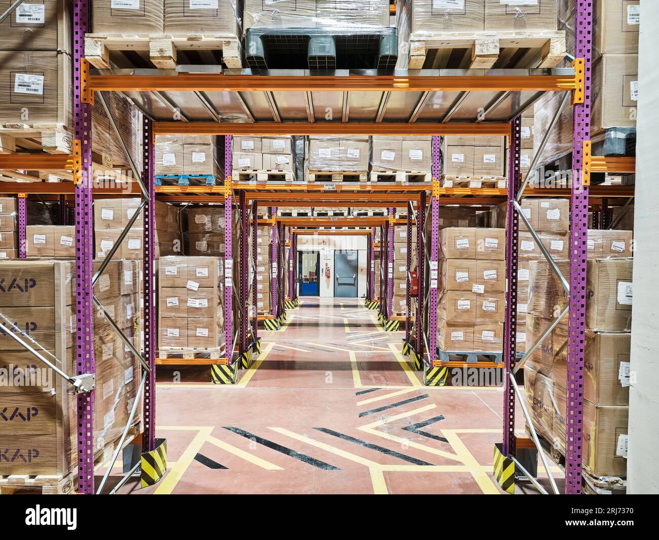 Interior of engine spaces on modern advanced technology vessel ...