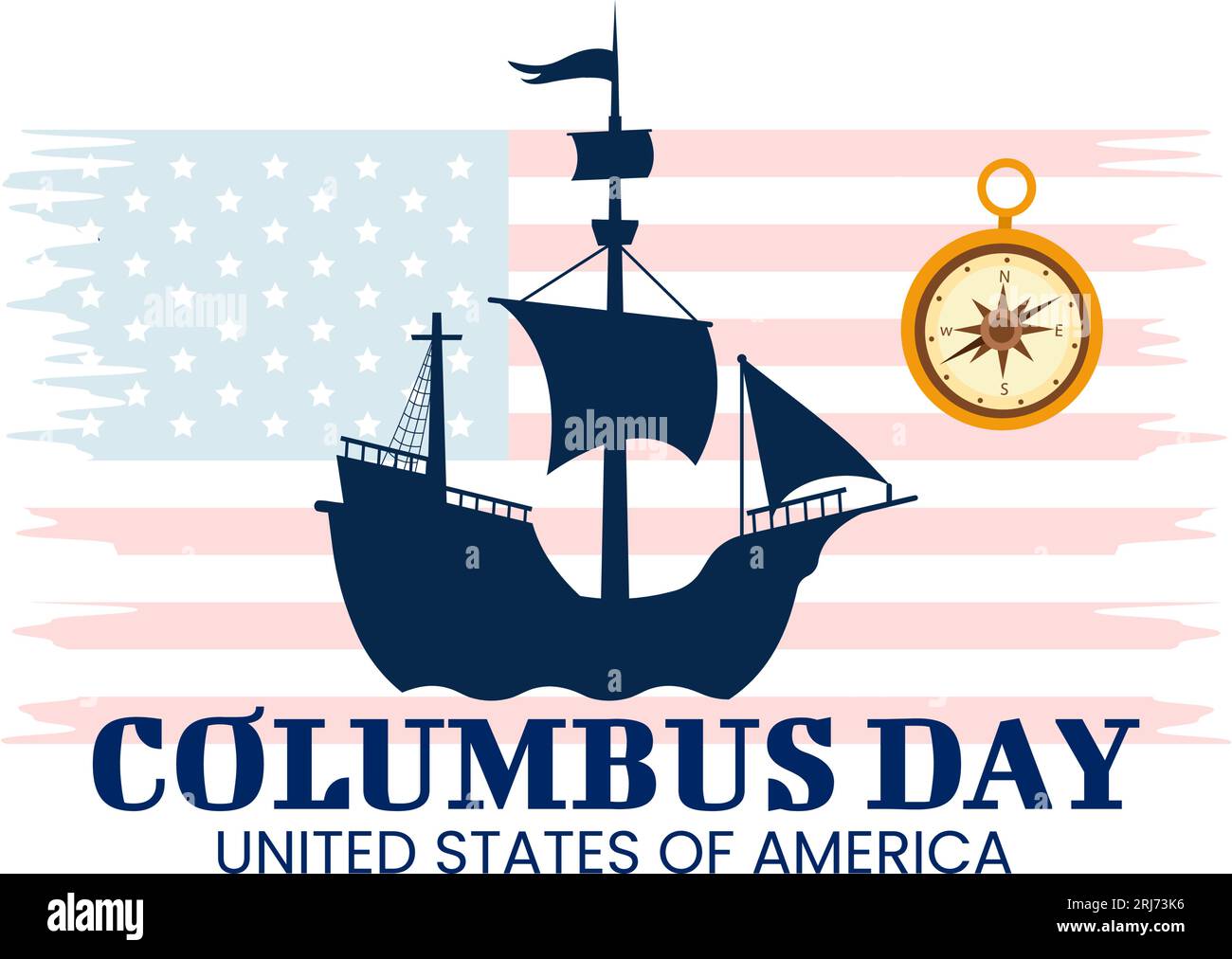 Happy Columbus Day Vector Illustration of National Usa Holiday with ...