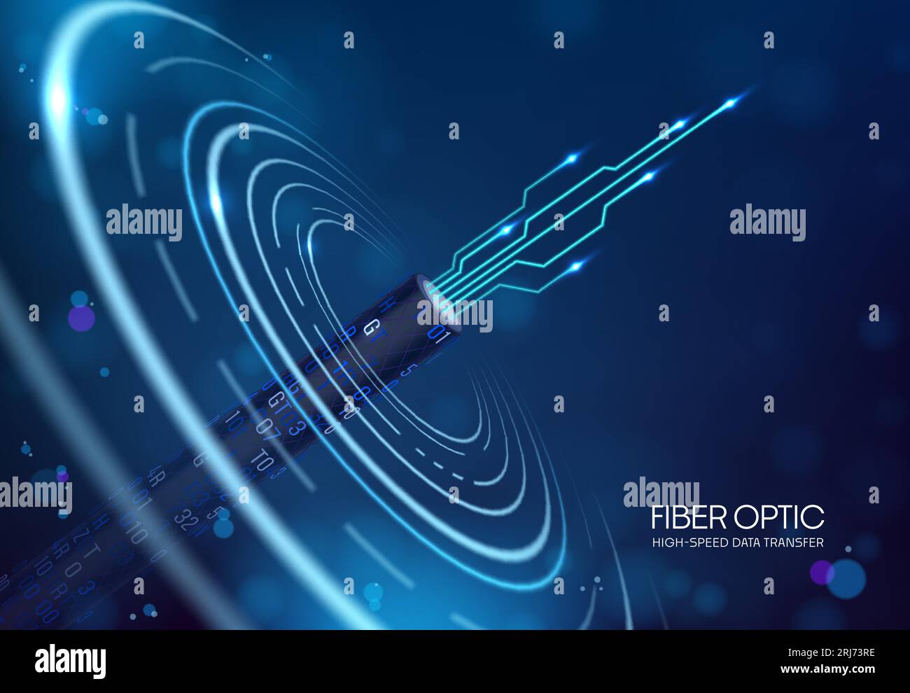 Fiber optic cable 3d vector futuristic background with flexible strand ...
