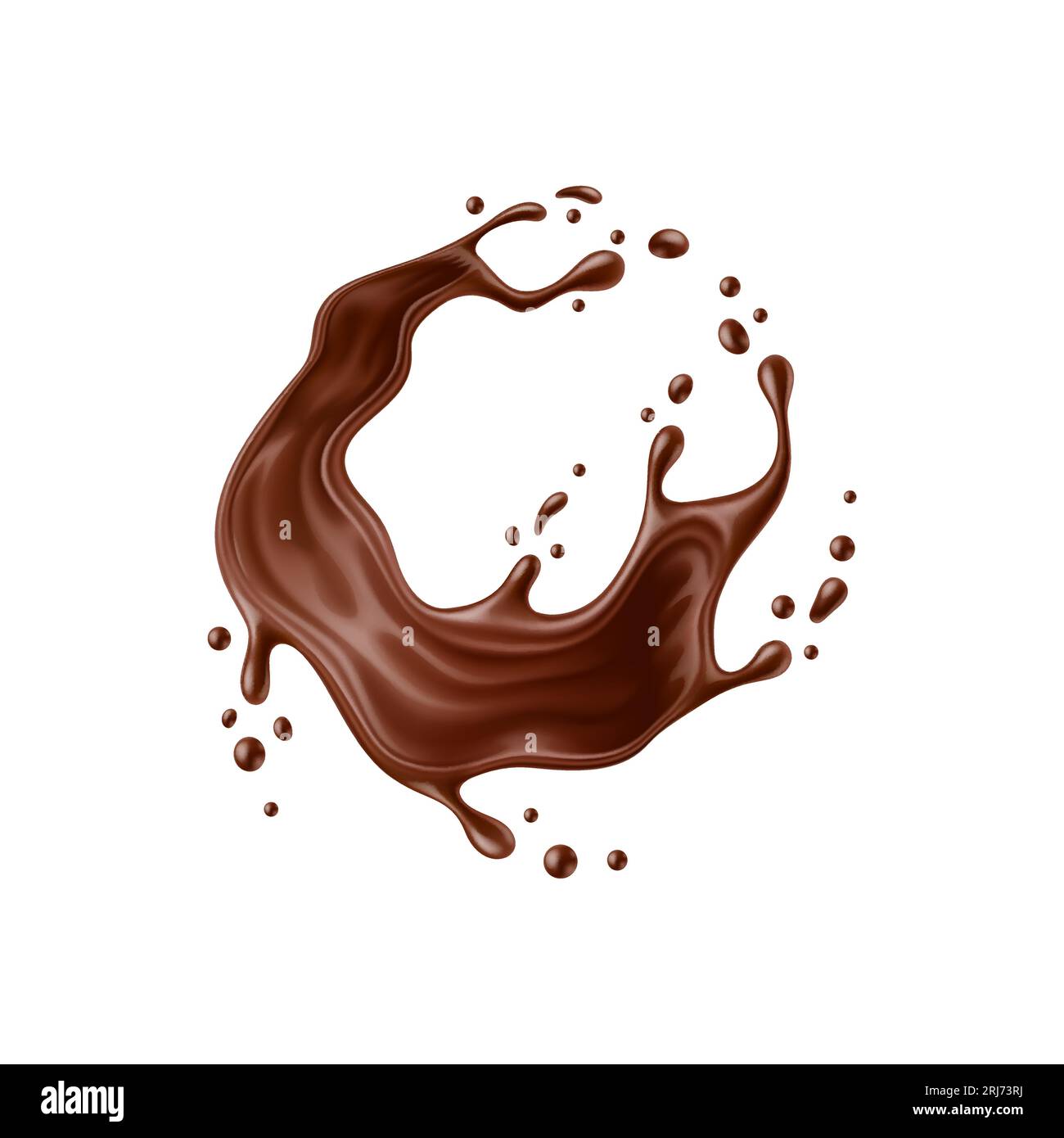 Realistic chocolate milk round splash wave with melted drops. Vector 3d ...