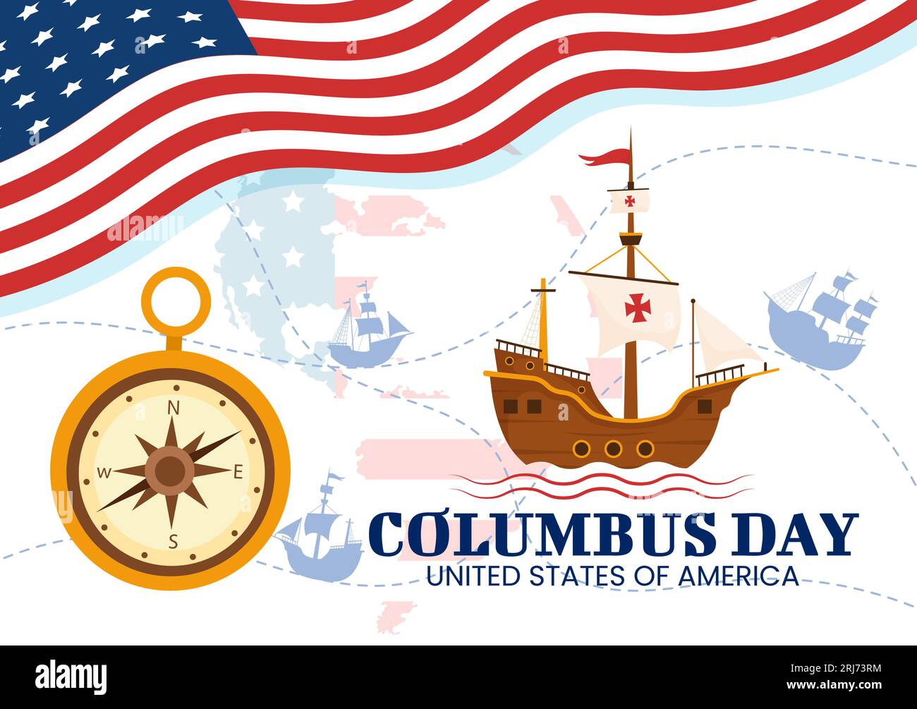 Happy Columbus Day Vector Illustration of National Usa Holiday with ...