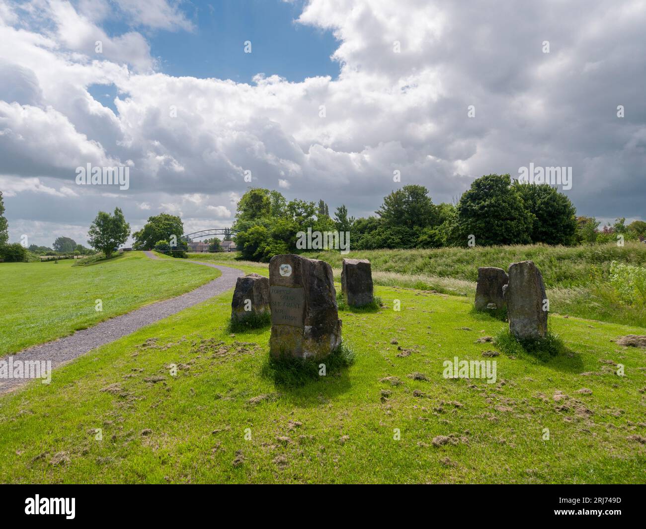 The Millenium Green on the bank of the River Yeo in the village of ...