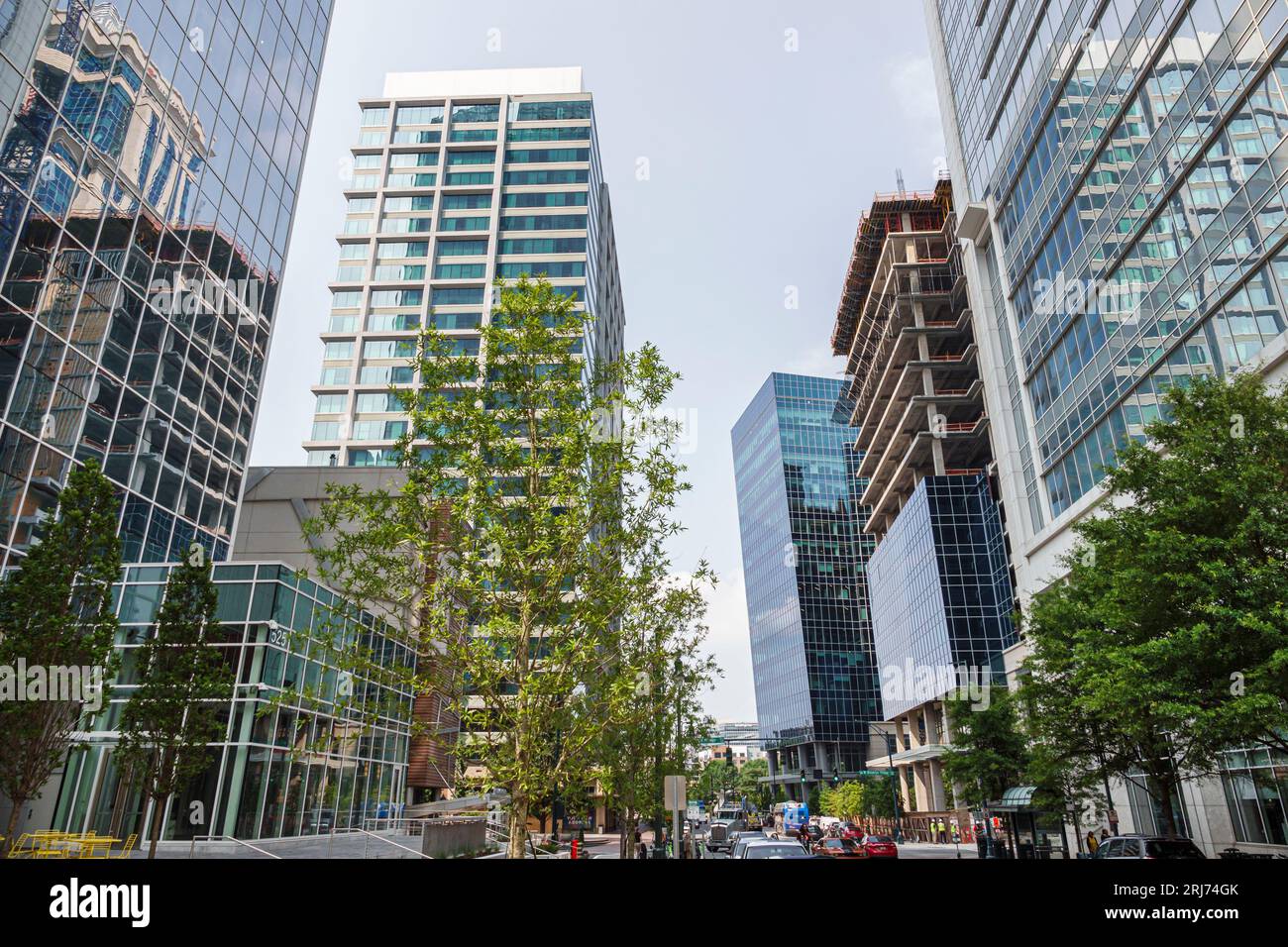 Charlotte North Carolina,South Tryon Street,outside exterior,high rise ...