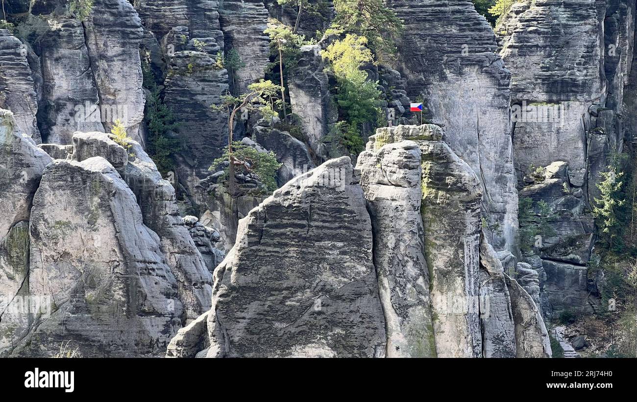 The majestic cliffs in Prachov Rocks natural reserve. Czech Republic ...