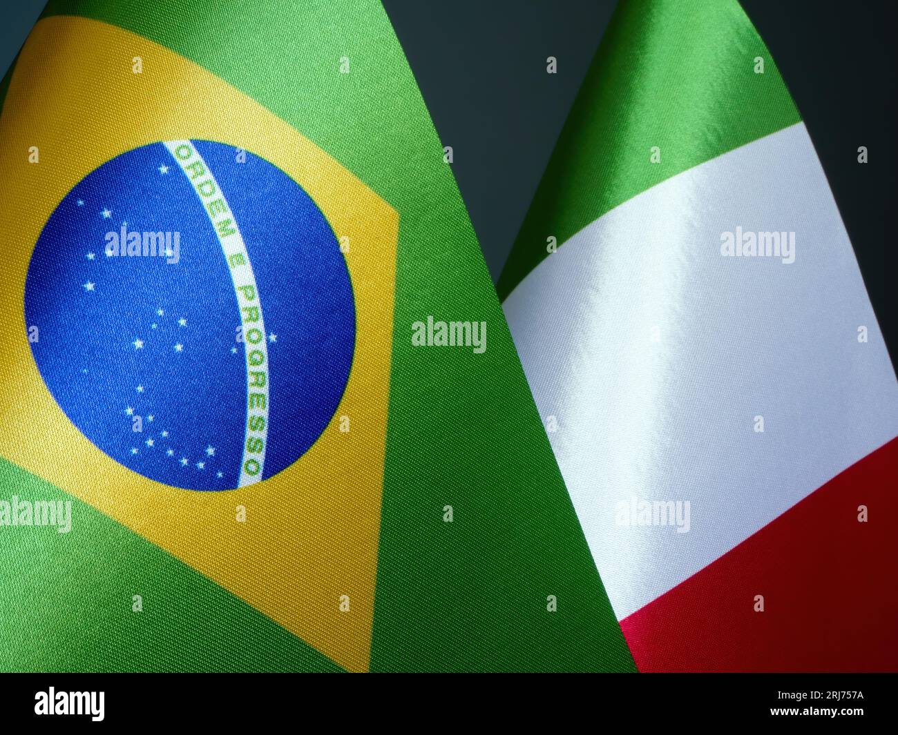 Flags of Brazil and Italy as symbol of diplomacy Stock Photo - Alamy