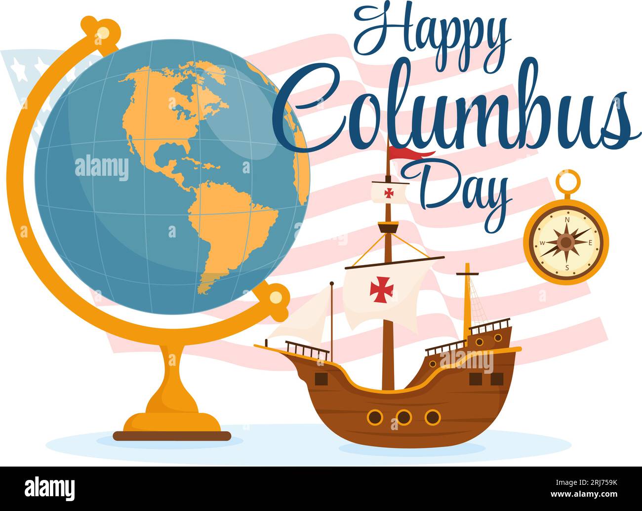 Happy Columbus Day Vector Illustration of National Usa Holiday with ...