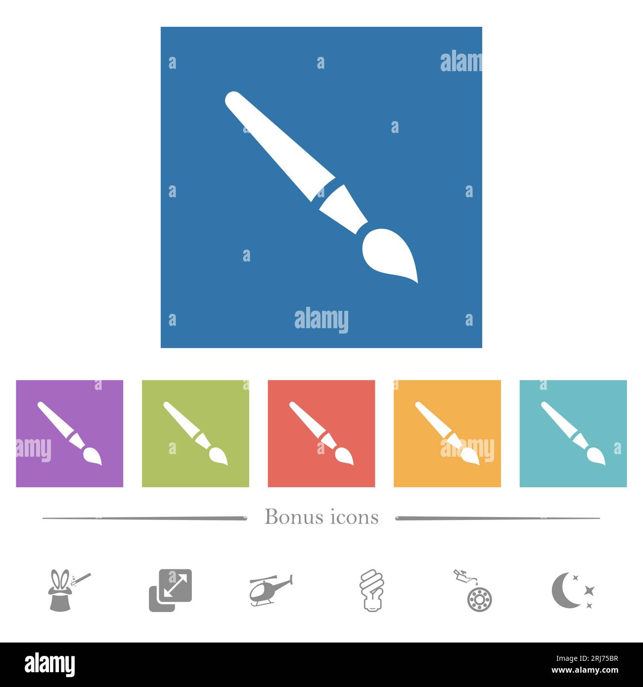 Single brush solid flat white icons in square backgrounds. 6 bonus ...