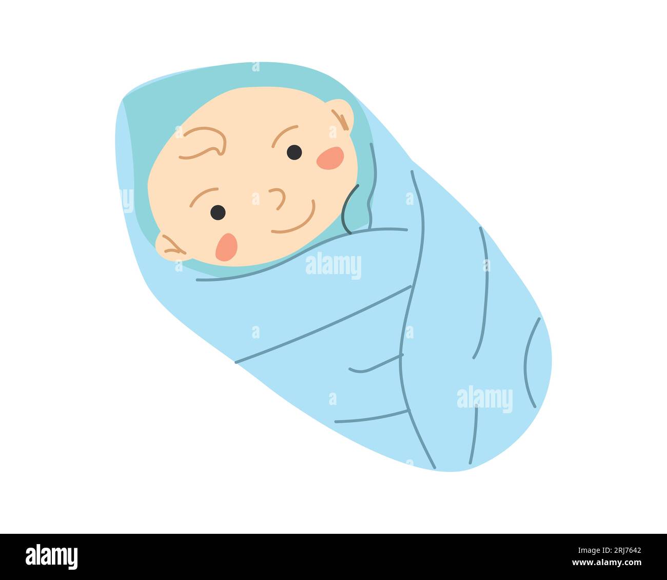 Newborn baby, wrapped in blanket. Cute infant boy Stock Vector Image ...