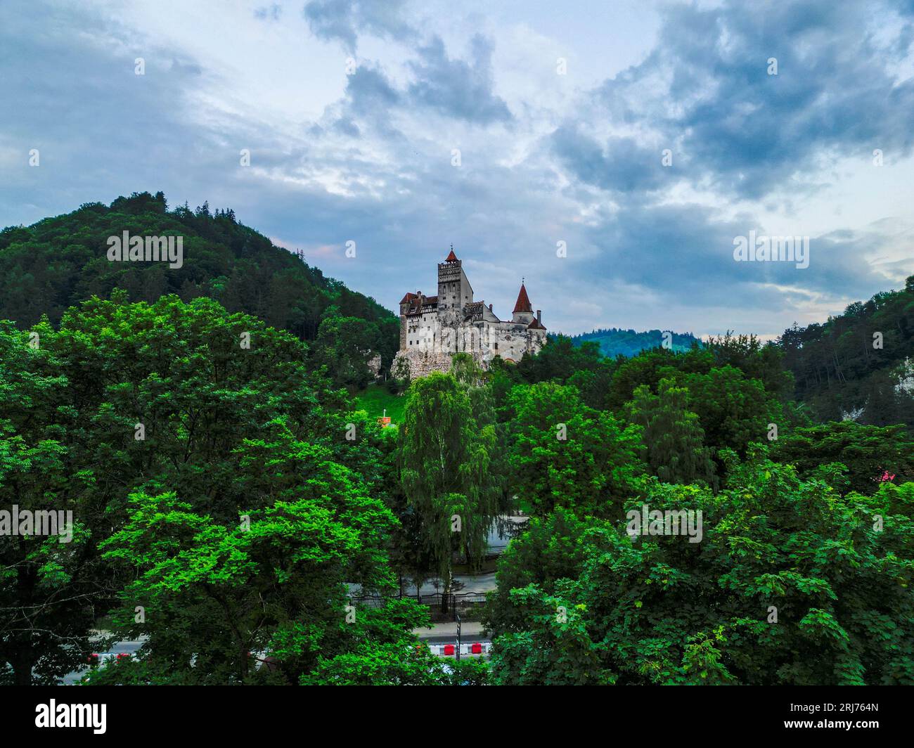 An Aerial view of Bran Castle, popularly known as Dracula's Castle ...