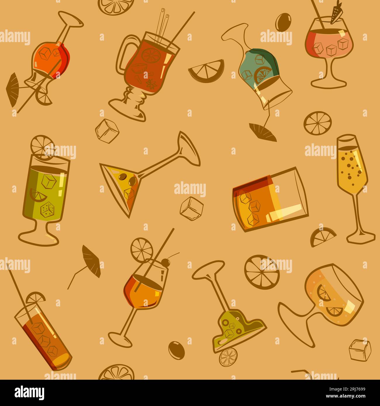 Cocktail beverages seamless pattern background Stock Vector Image & Art ...