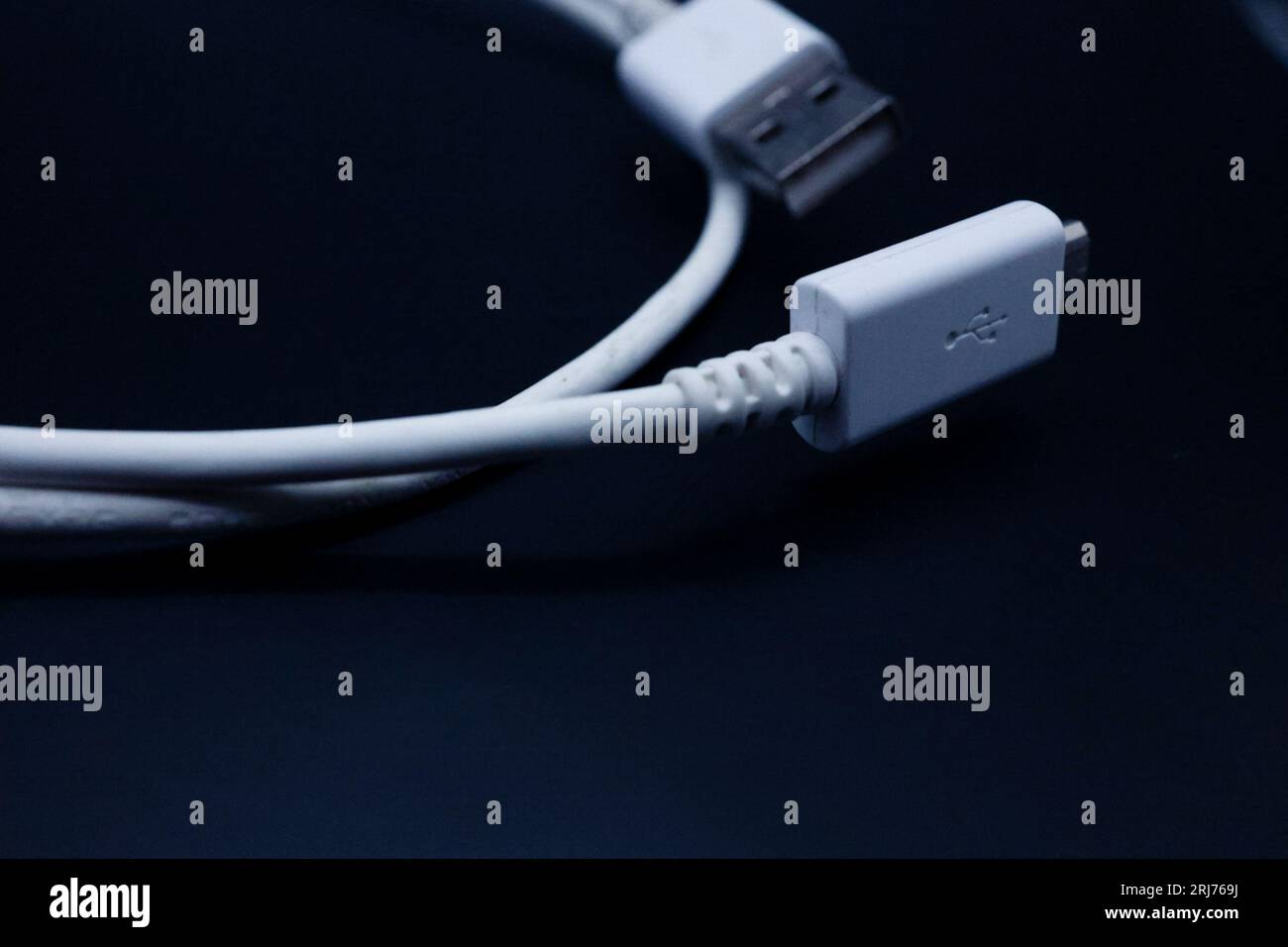 Wires and connection points for charging phones and tablets Stock Photo ...