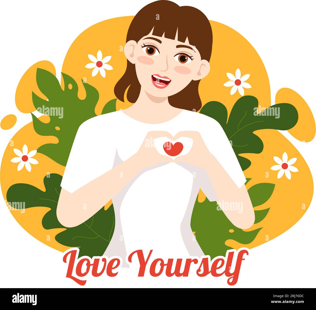 Self Love Vector Illustration with Women Love Yourself, Relaxation ...