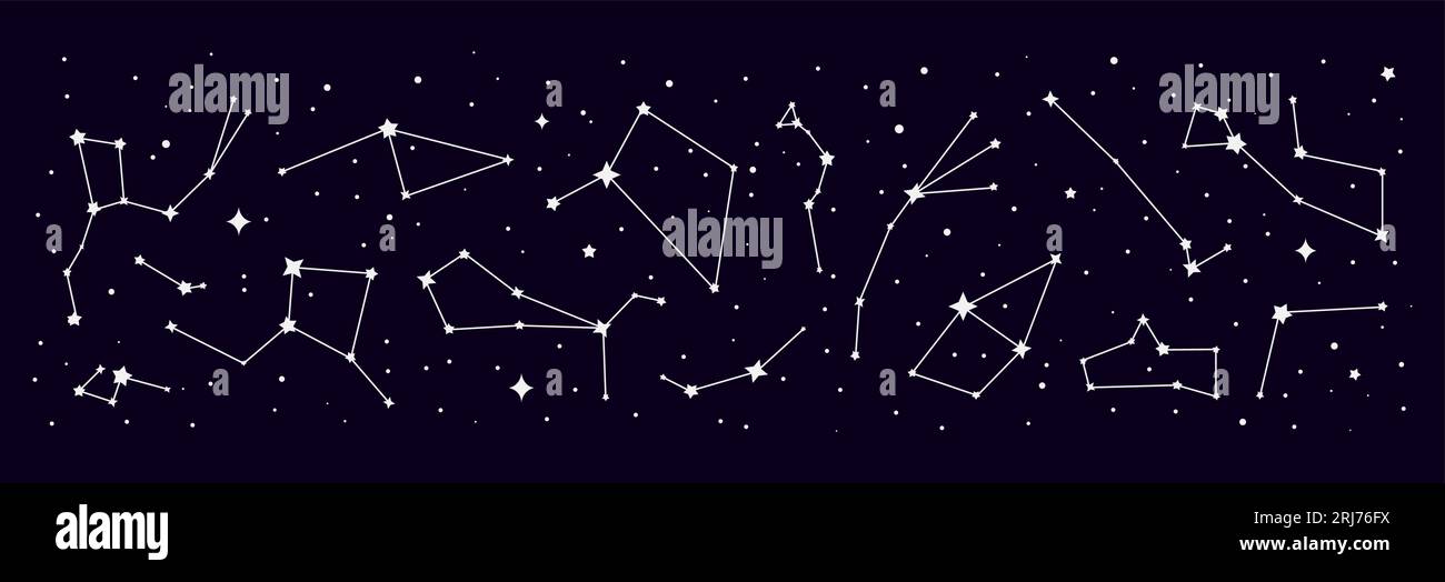 Star space constellation border. Night sky map, mystic astrology ...