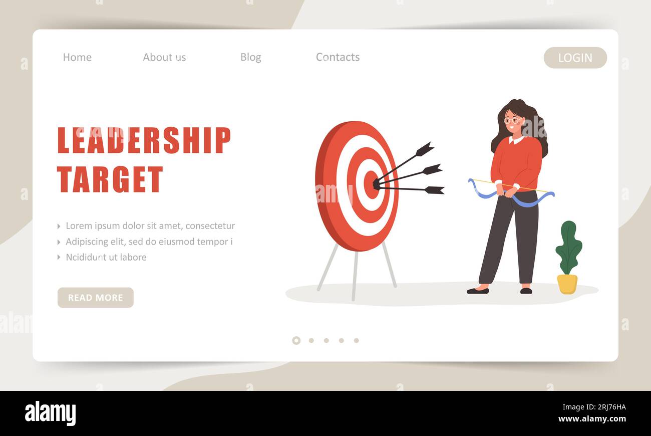 Leadership target landing page template. Female entrepreneur ...