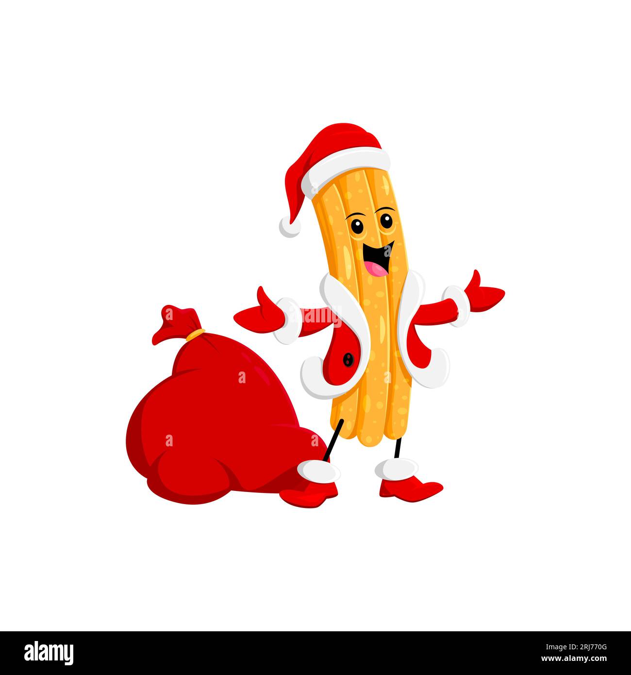 Cartoon Christmas tex mex mexican churros character in Santa costume ...