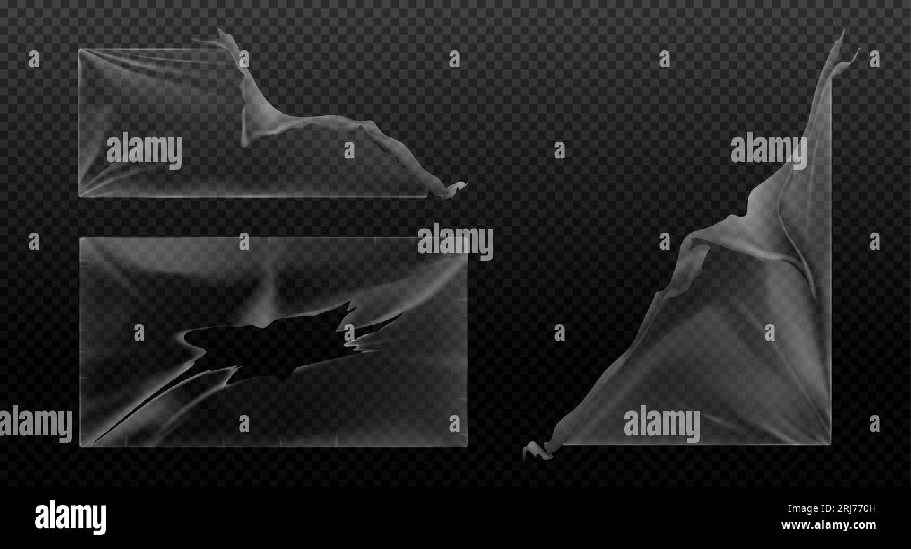 Plastic paper wrap cover with shrink overlay frame. Broken retro rough ...