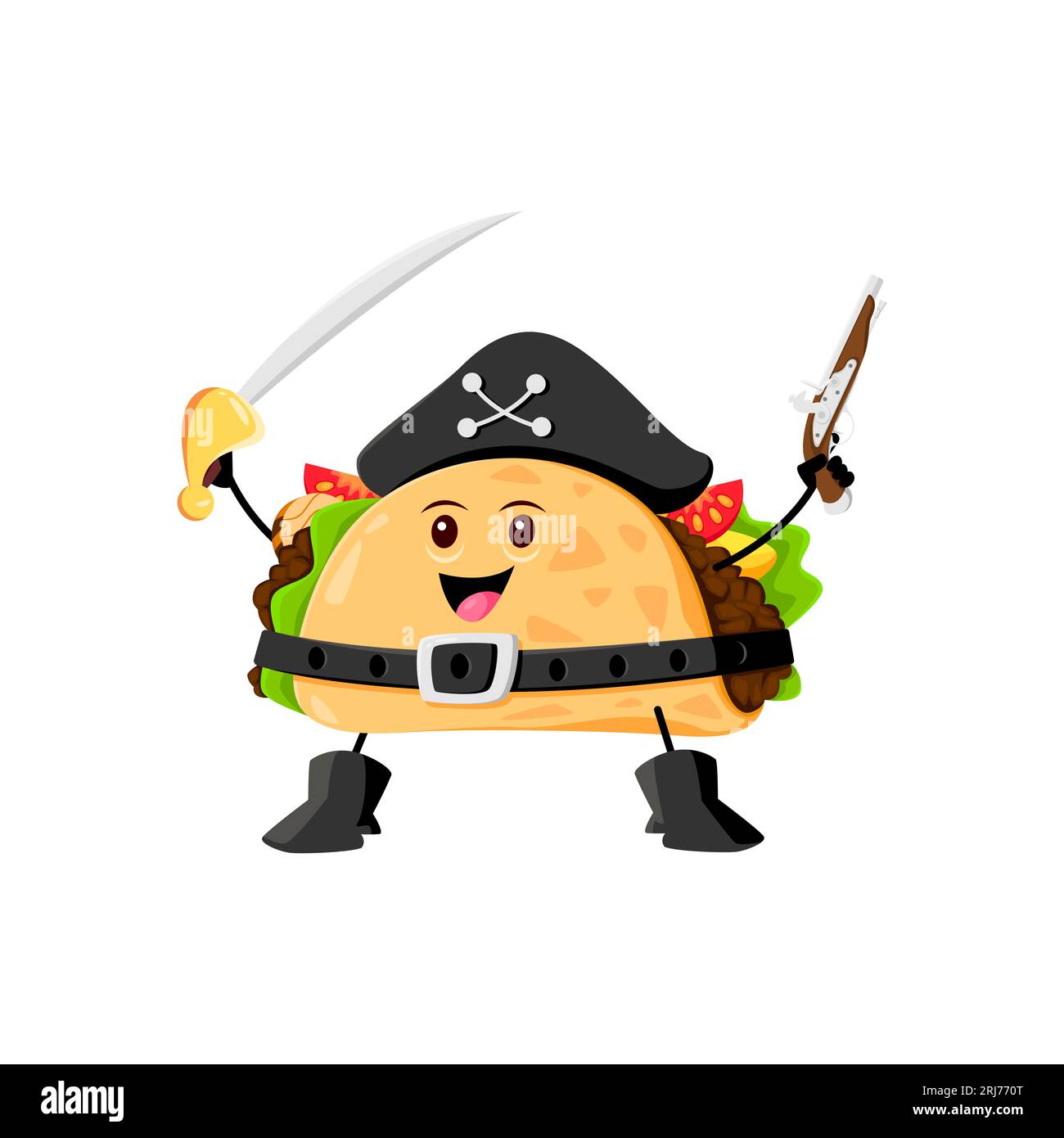 Cartoon taco pirate and corsair tex mex mexican food character ...