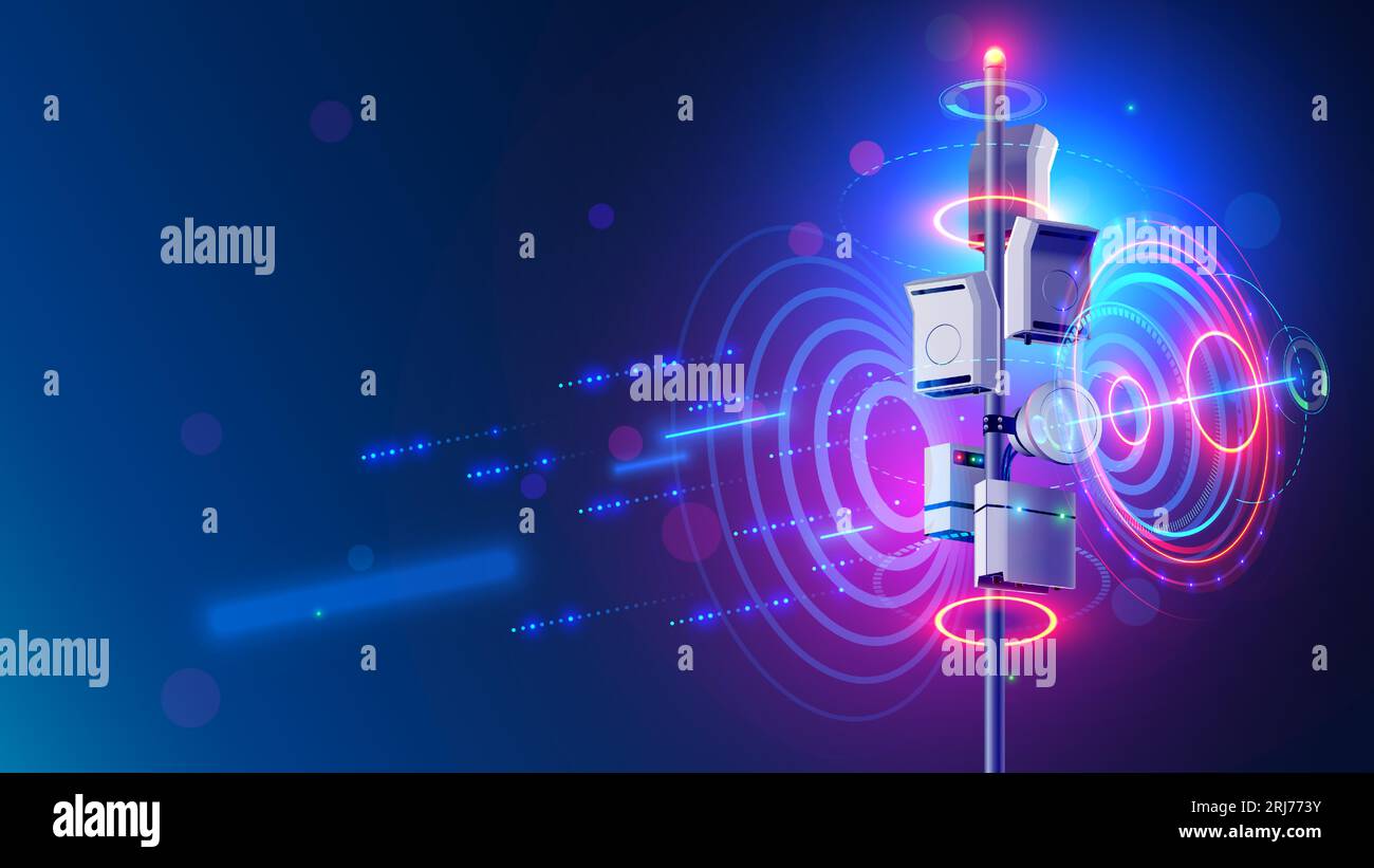 5g mobile internet communication tower. Wireless broadband antenna ...