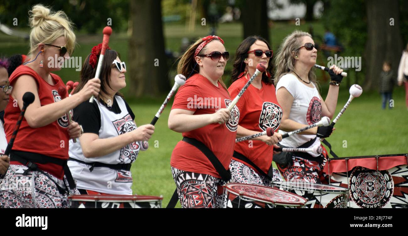 Batala Samba Band in Whitworth Park, Manchester, UK, plus other ...