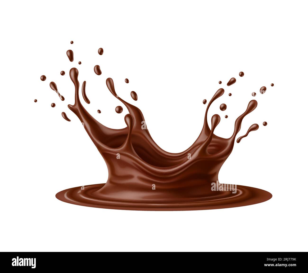 Realistic chocolate milk crown corona splash with creamy texture ...