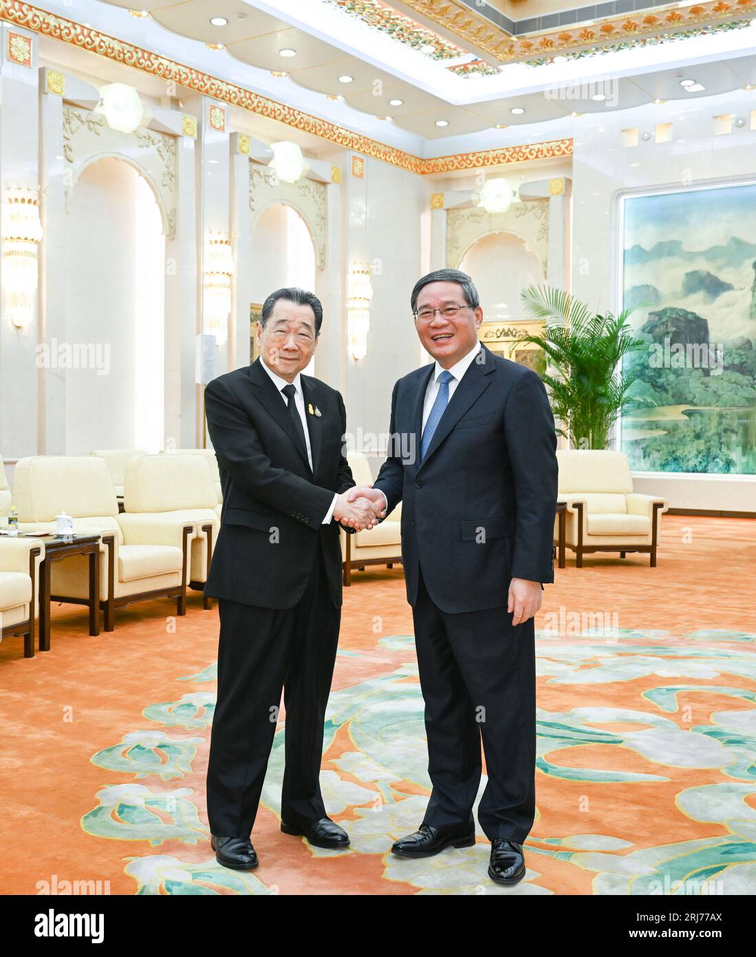 Beijing, China. 21st Aug, 2023. Chinese Premier Li Qiang meets with Dhanin Chearavanont, senior ...
