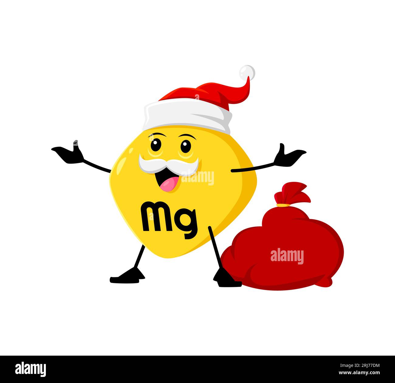 Cartoon Christmas Magnesium micronutrient character dons a Santa hat ...