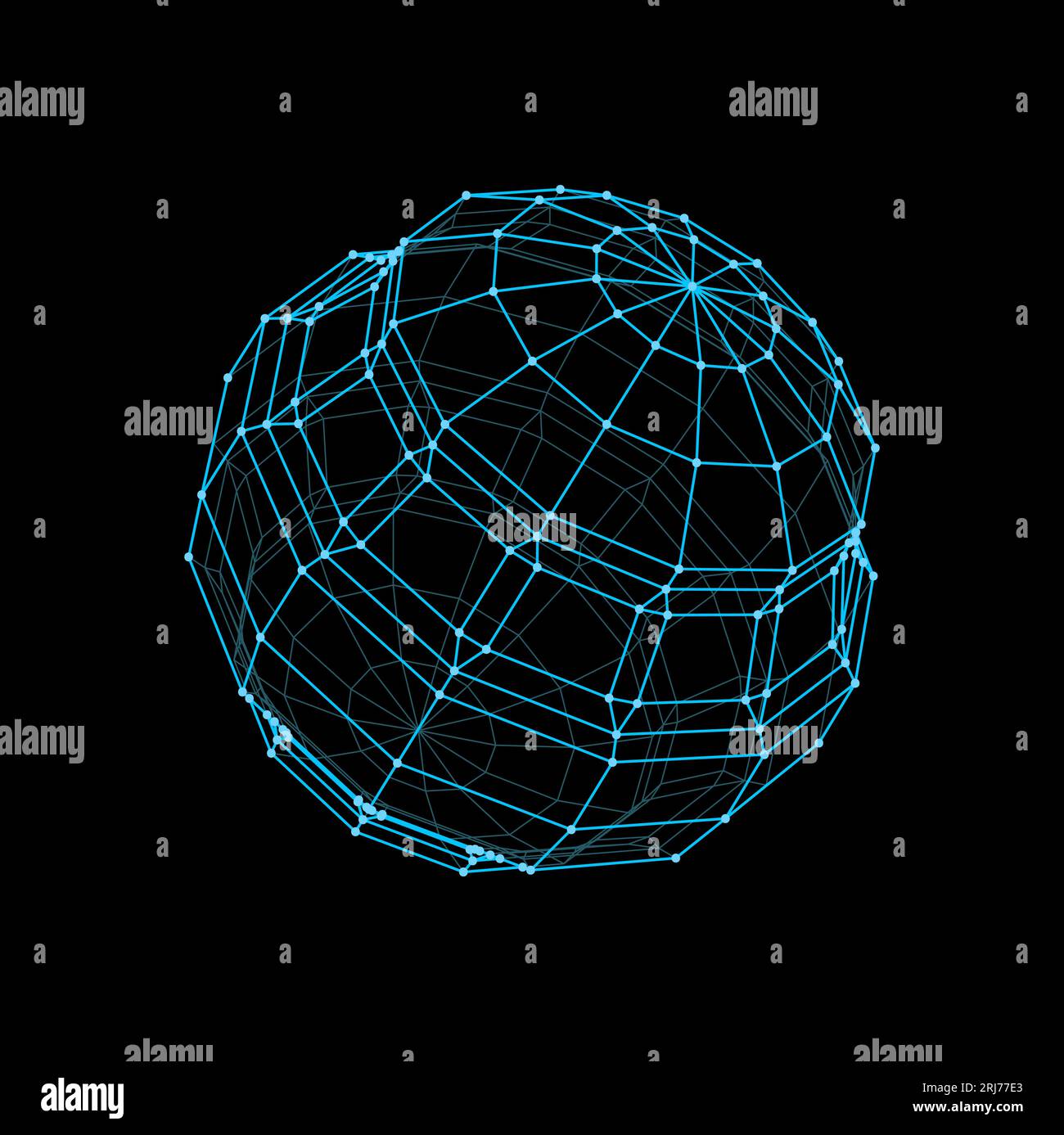 Wireframe sphere and 3d futuristic ball shape. Futuristic blue wire ...