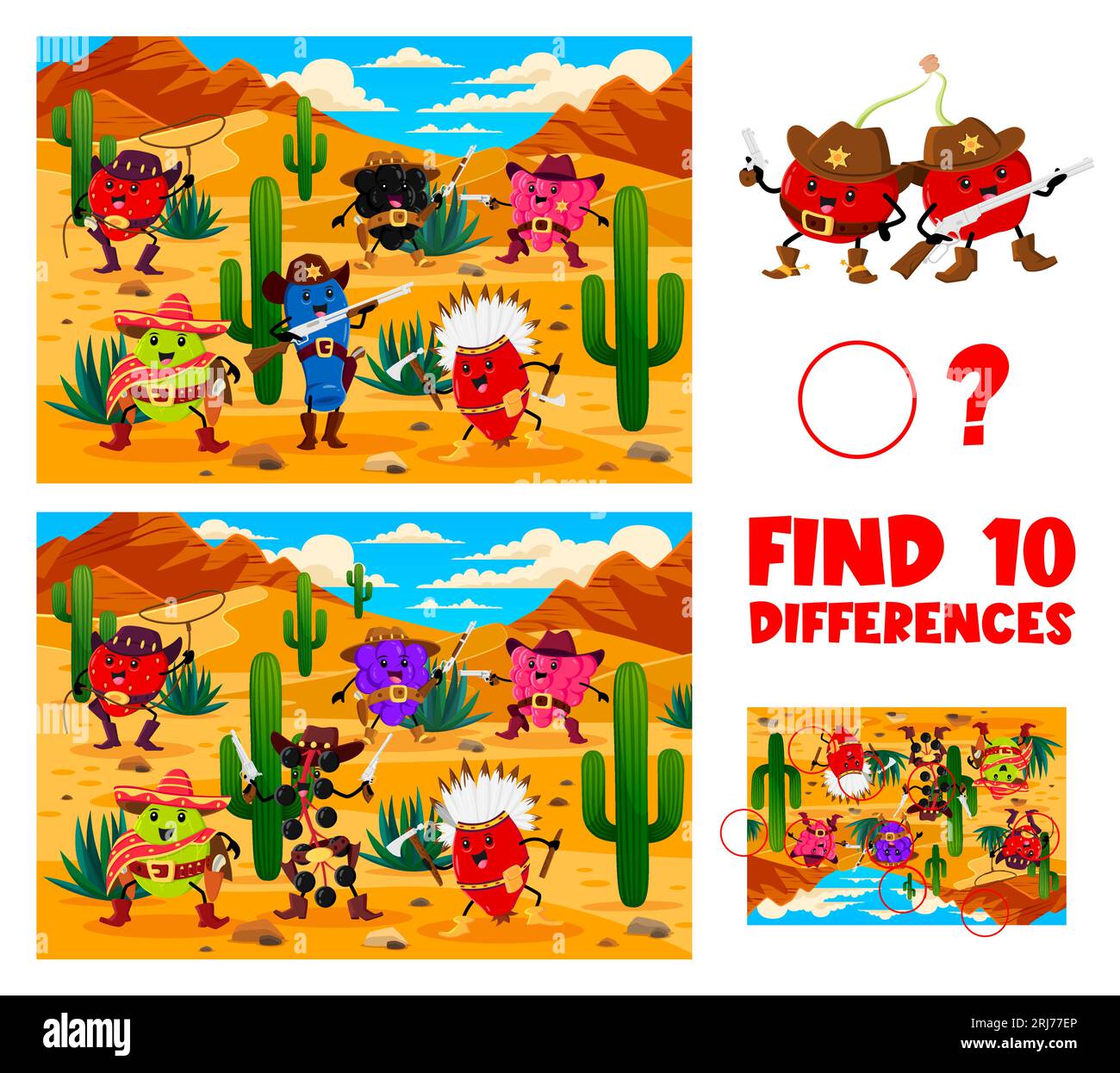 Find ten differences between western berry cowboy, sheriff, ranger and ...