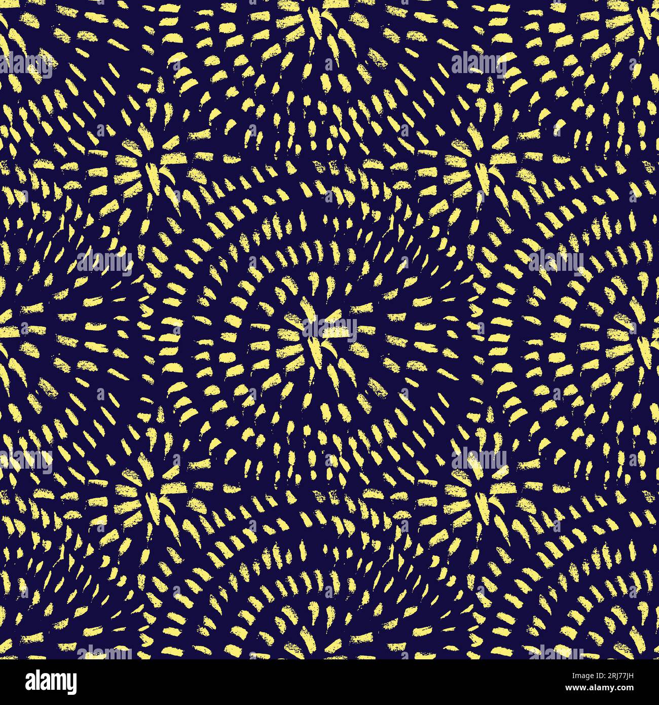 Yellow Chalk Hand Drawn Round Spiral Seamless Pattern Stock Vector ...