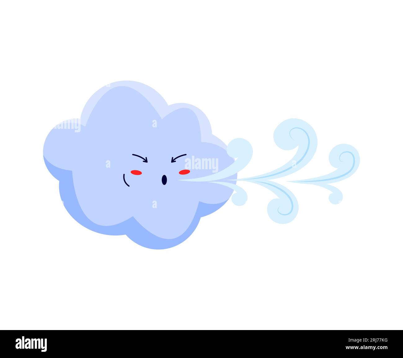 Angry Blowing Wind Funny Cartoon Character Weather Forecast Personage Vector Cute Windy Cloud
