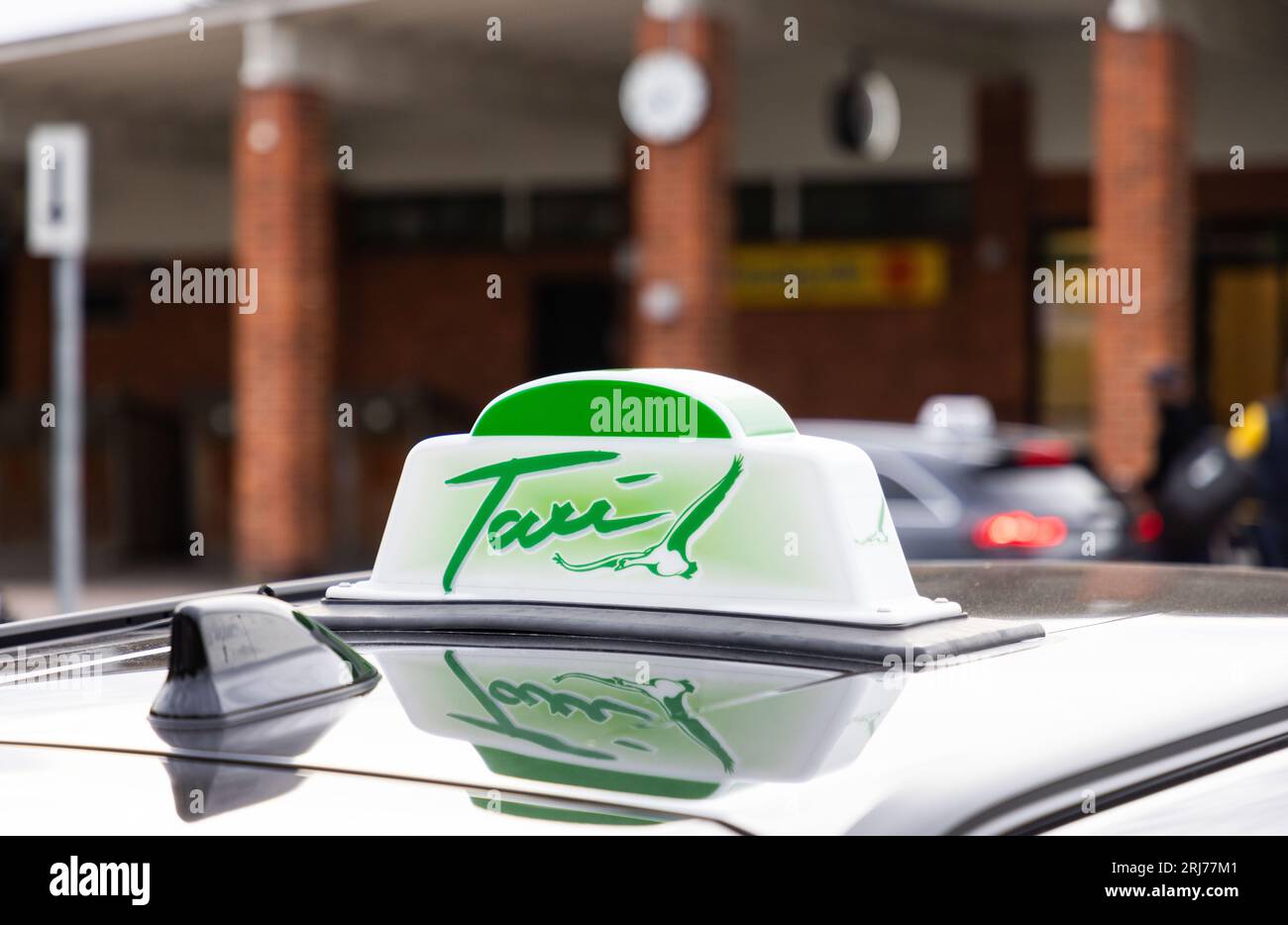 Signs and symbols, taxicabs in a taxi park, Linköping, Sweden Stock ...