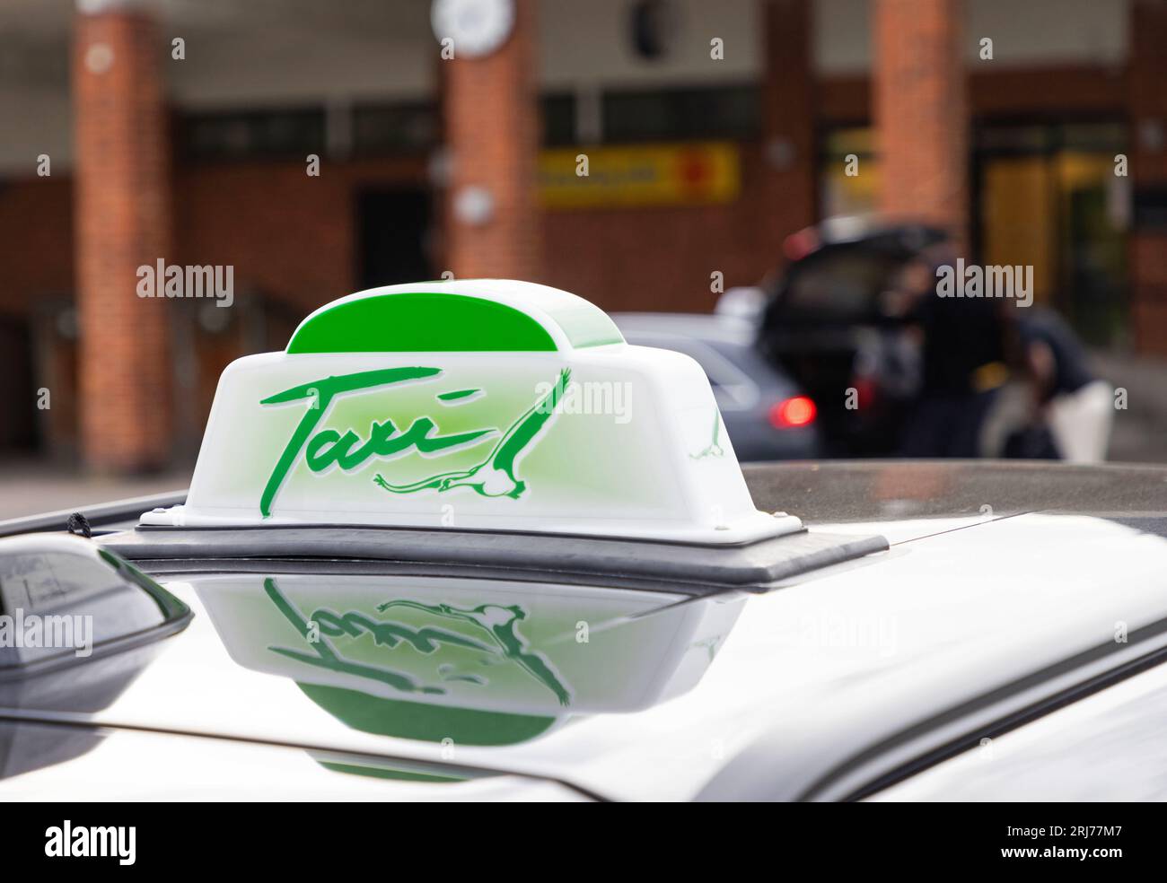 Signs and symbols, taxicabs in a taxi park, Linköping, Sweden Stock ...